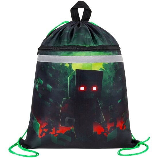 Мешок для обуви Brauberg , с петлей, светоотражающая полоса, 2 отделения, 46х36 см, Night warrior, 272396
