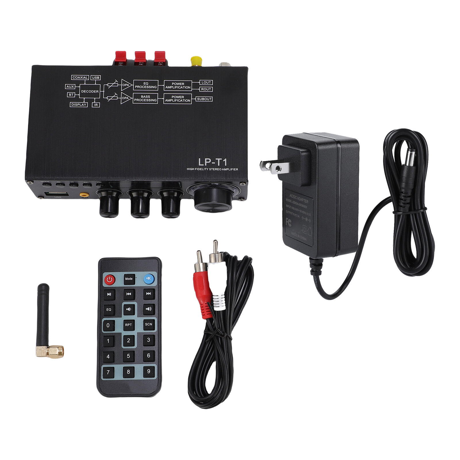 2.1 Стерео -усилитель канала Bluetooth 5.1 Digital Digital Subwoofer Receiver с дистанционным управлением для домашнего кинотеатра