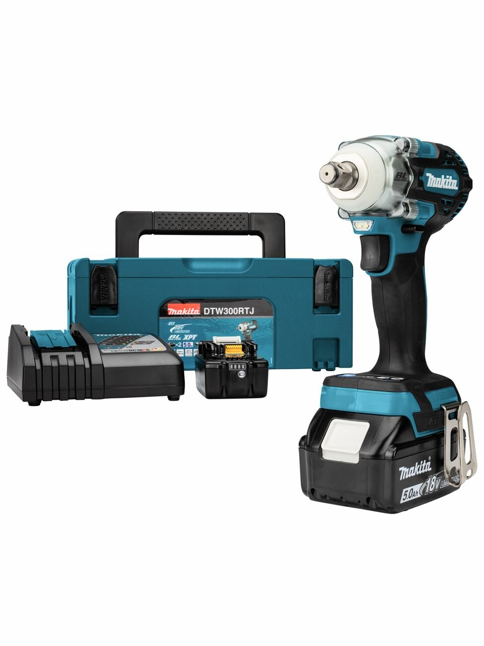 Гайковерт аккумуляторный 18В 330Нм - 1/2" Li-Ion 2x5Ач, з/у, кейс Makita DTW300RTJ