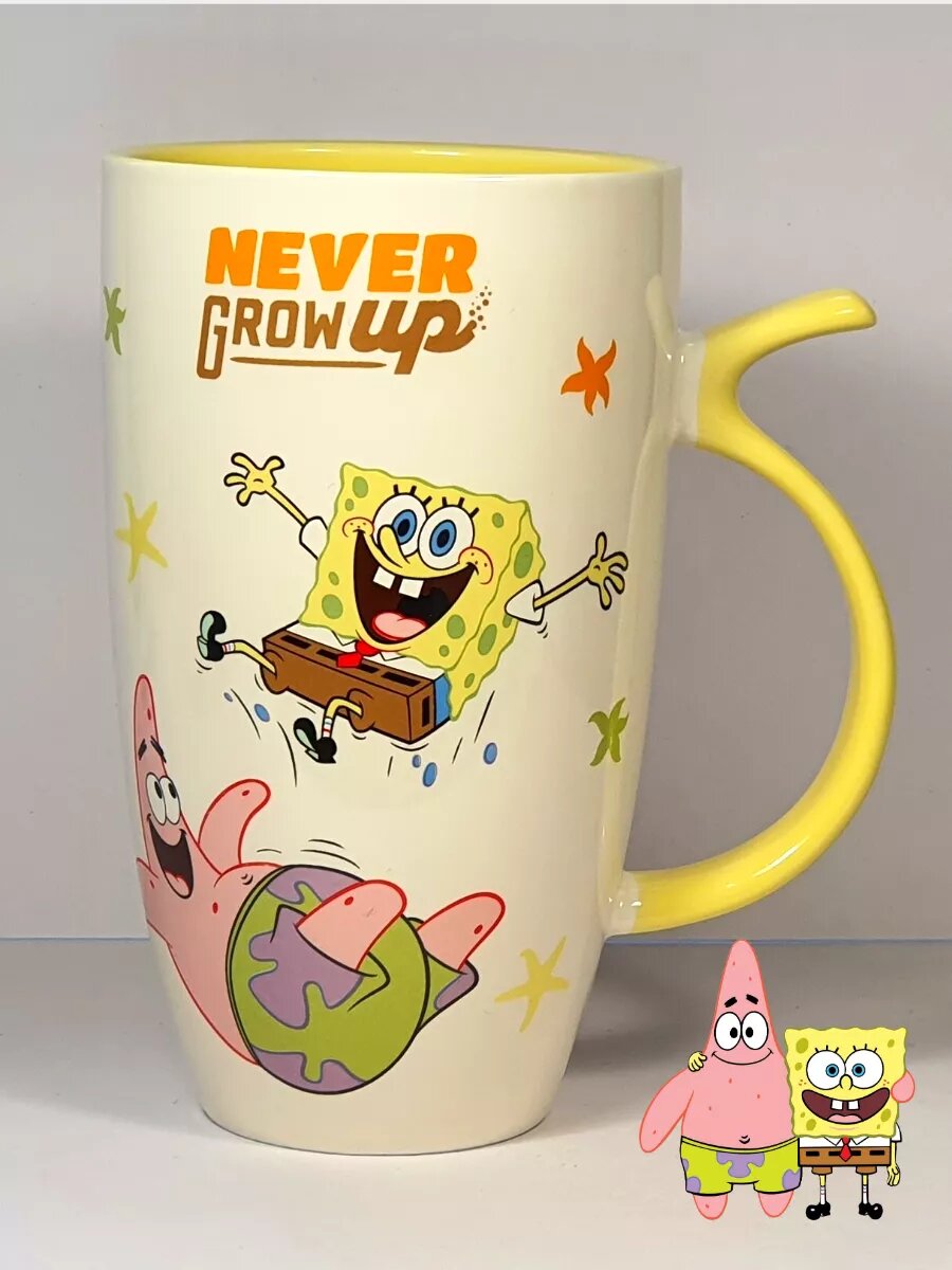 Керамическая кружка Губка Боб и Патрик Стар 600мл，Доступно для детей