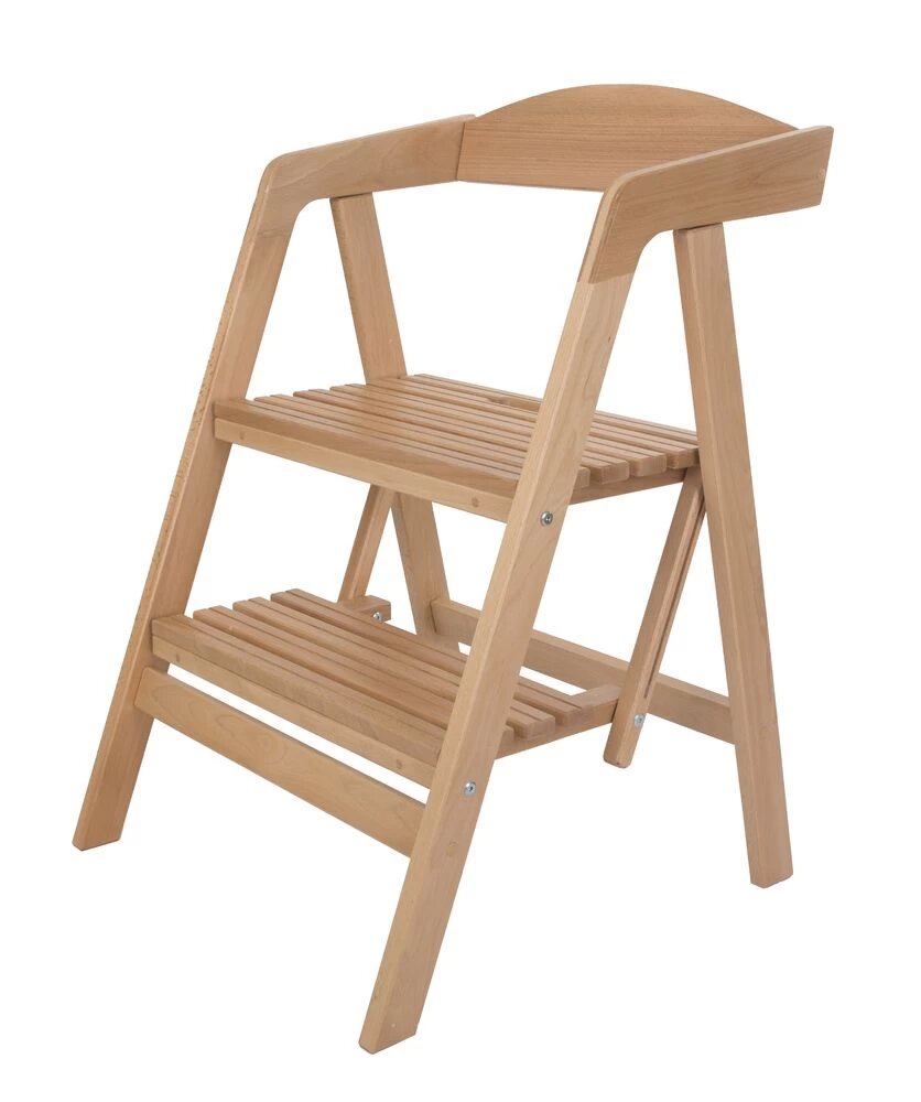 Стремянка-стул деревянная с широкими ступенями Hoz-Block Микки-Трон 2 ступени Венге (арт. СДМТС-2С)