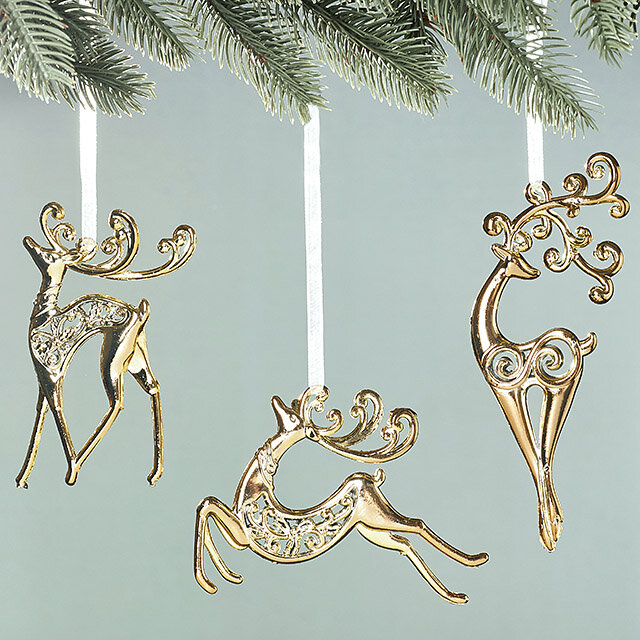 Набор елочных игрушек Олени Golden Glow 18 см, 3 шт, Winter Deco, 1000417