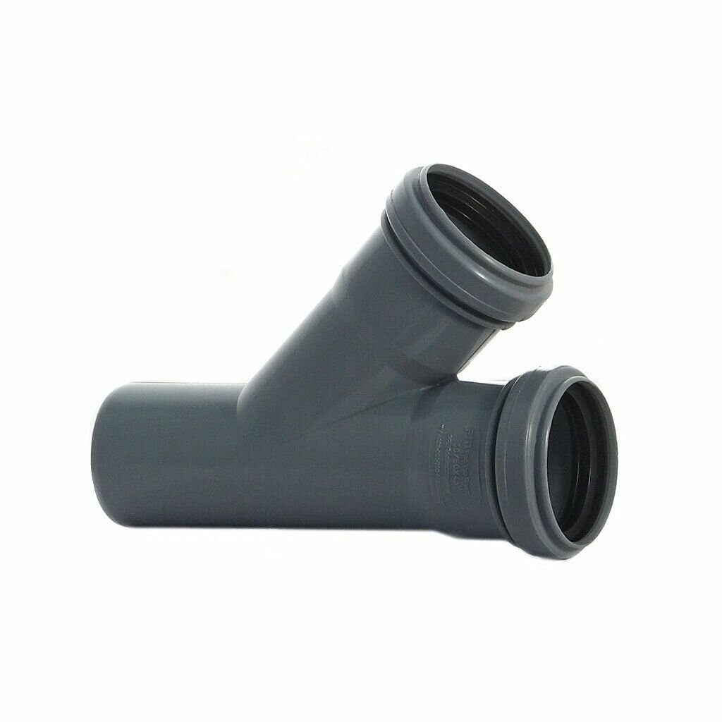 Канализационный тройник РосТурПласт 50х50 мм, угол наклона 45 градусов, внутренний