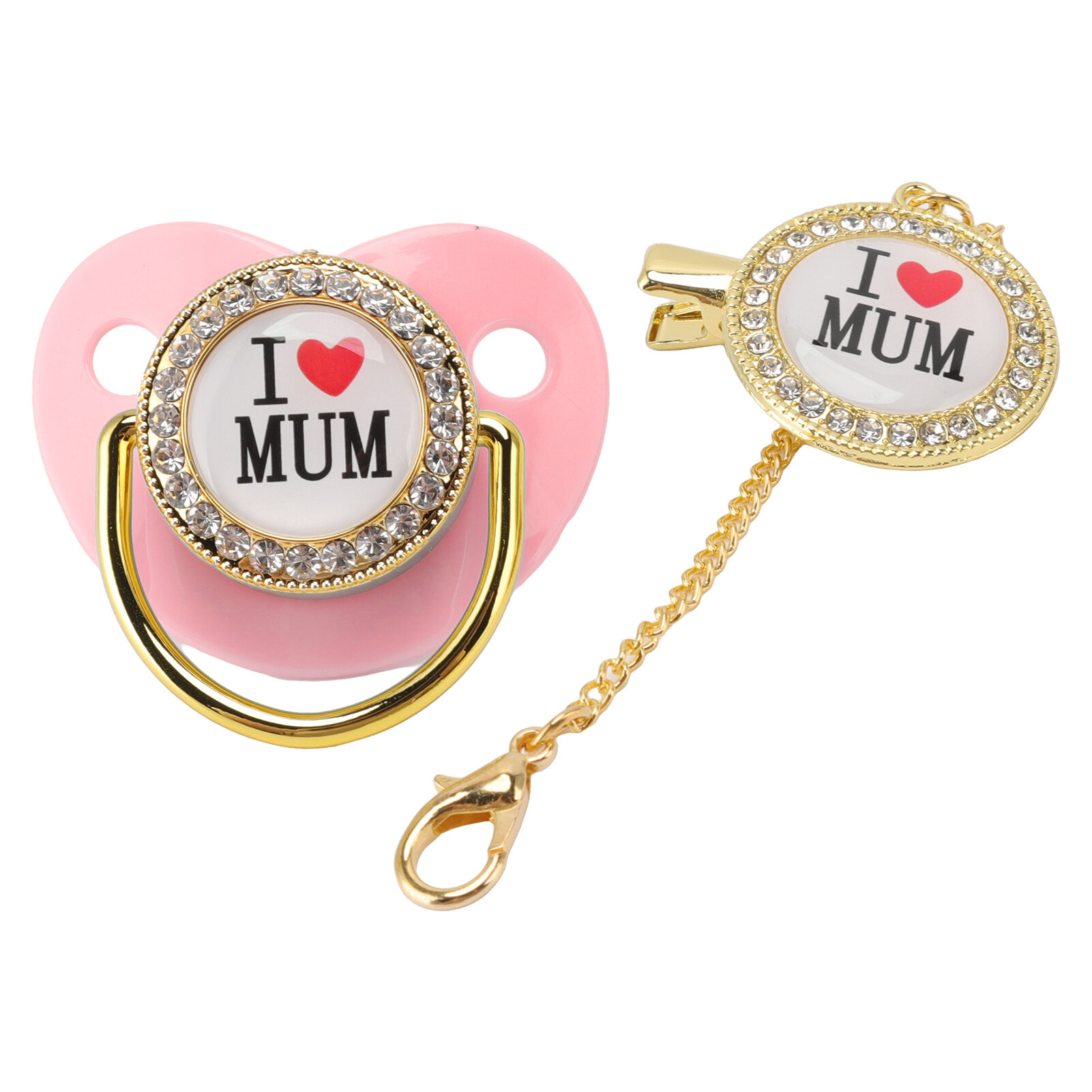 Соска-пустышка, розовая, со встроенной побрякушкой, для 6-18 месяцев