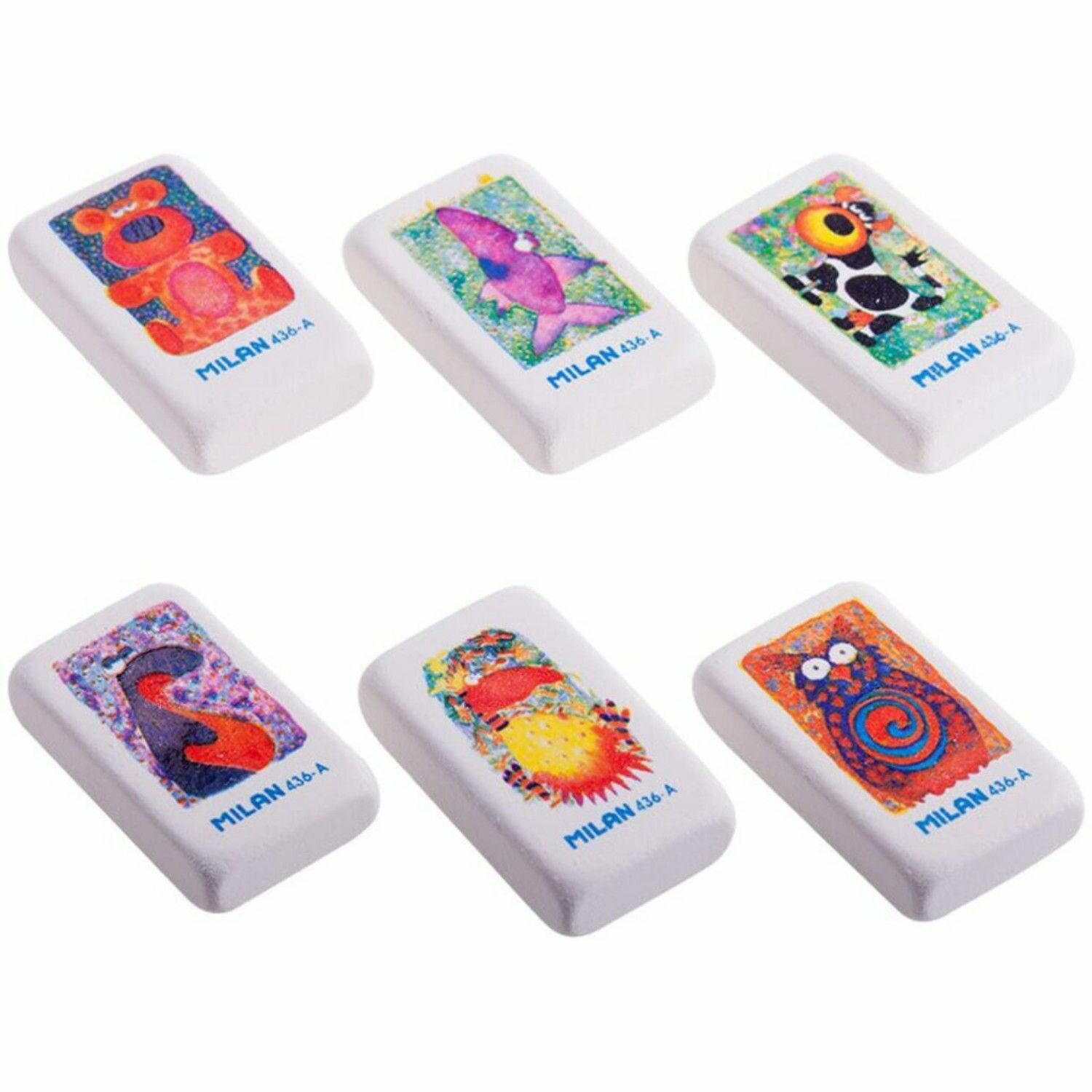 Ластик MILAN животные, из натурального каучука. Комплект из 4 штук