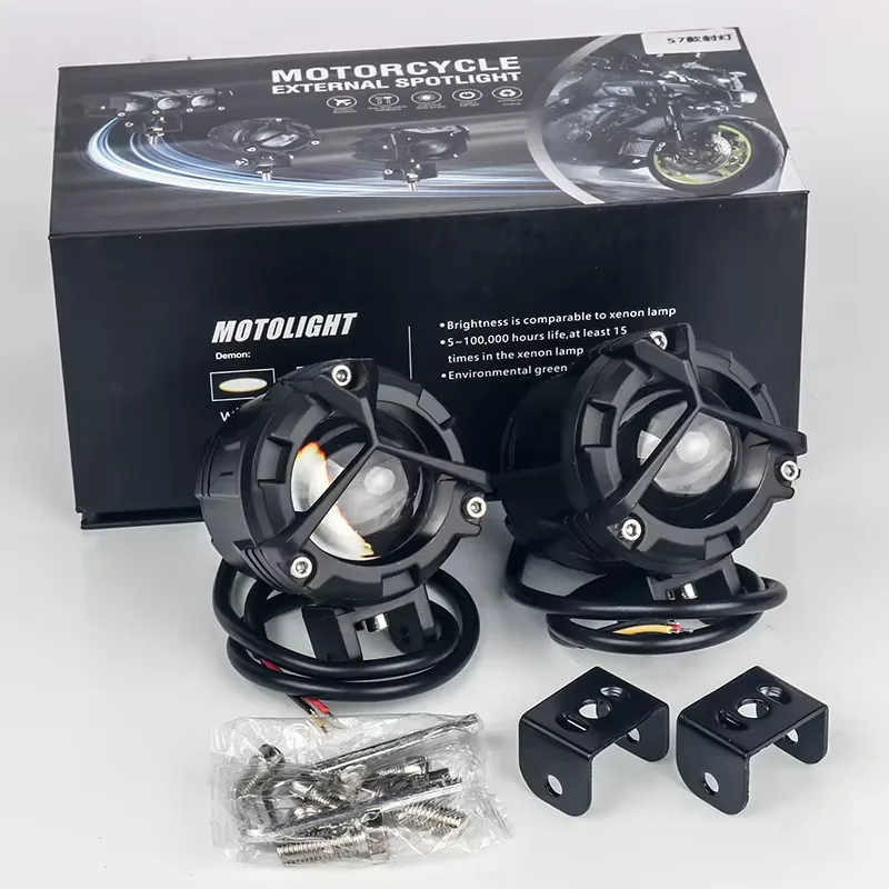 Универсальные мощные внешние фары для авто/мото/внедорожников: белый и желтый свет, ПТФ, тюнинг