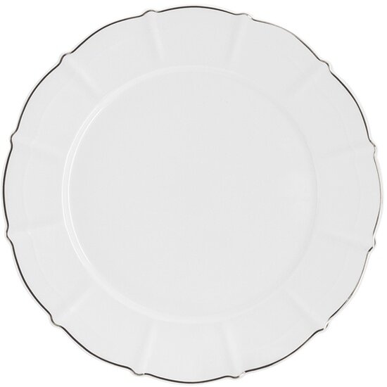 Тарелка закусочная Anna Lafarg Lotus silver 21.5 см, фарфор, белый с серебристым кантом (AL-1311L-E11)