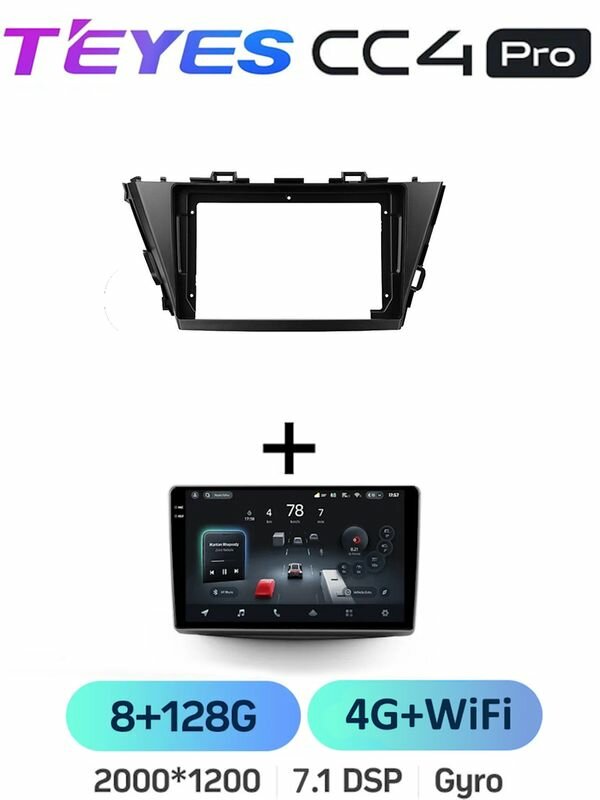 Магнитола Teyes CC4 Pro 8/128 Gb 9 дюймов для Toyota Prius Plus Alpha 2012-2017 Правый руль