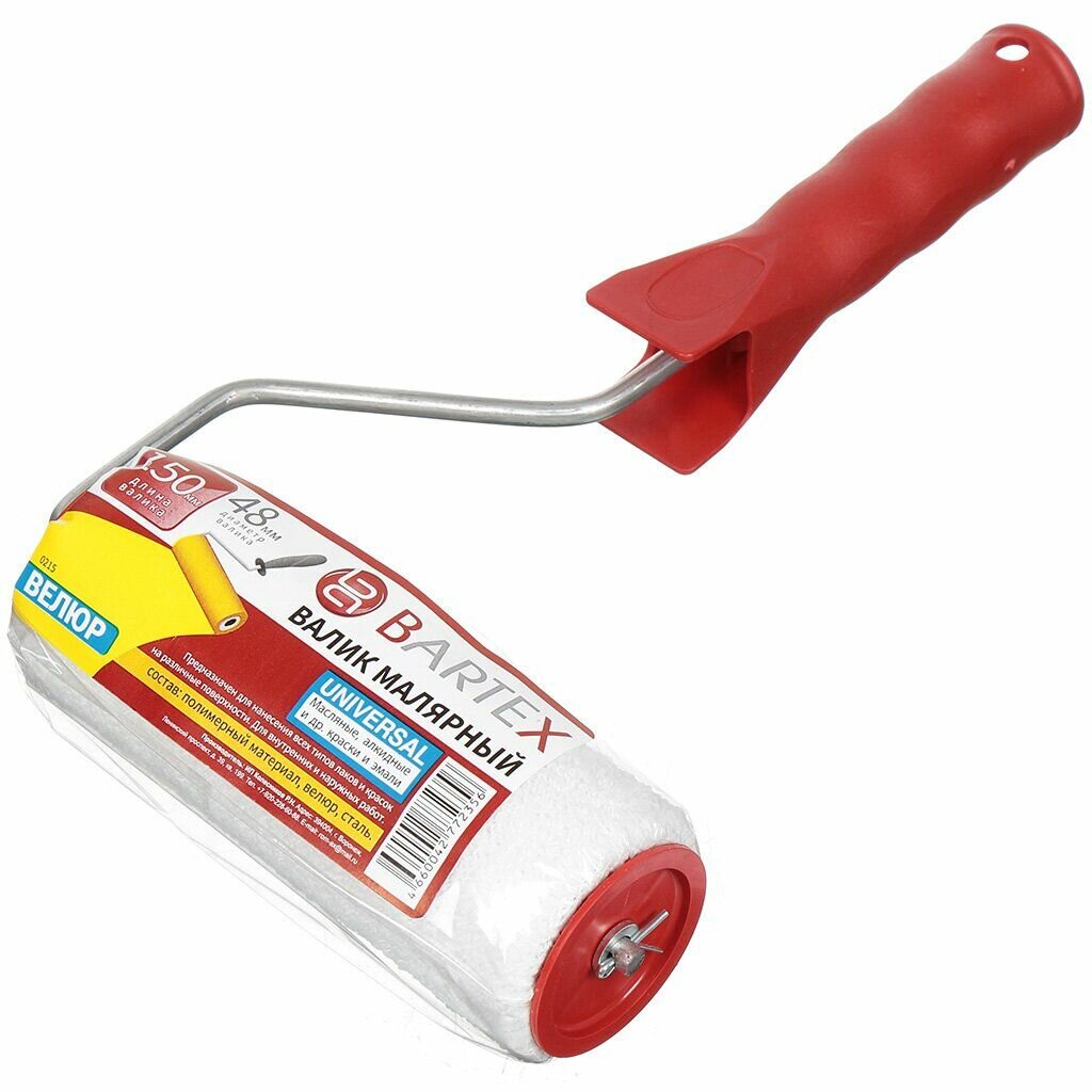 Малярный валик Bartex велюр, пластик, 150 мм, с бюгелем