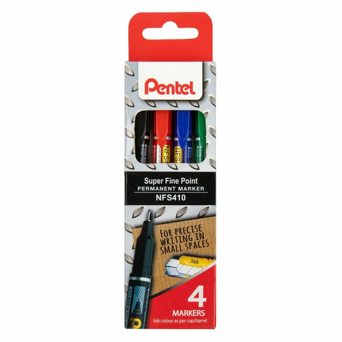 Pentel Fine Point маркеры перманентные d 0.4 мм, набор 4 цвета NFS410-4M