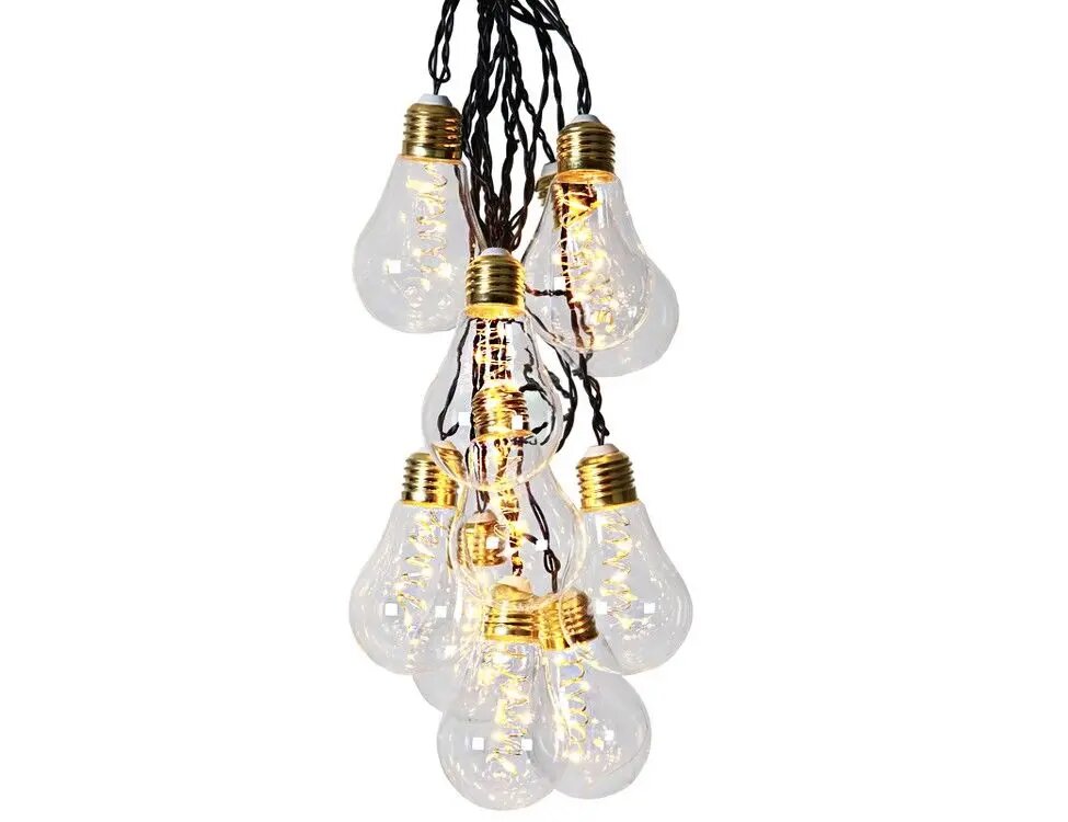 Электрогирлянда ретро лампы GLOW, 10 ламп, 50 тёплых жёлтых mini-LED огни, 3.6+5 м, уличная, STAR trading