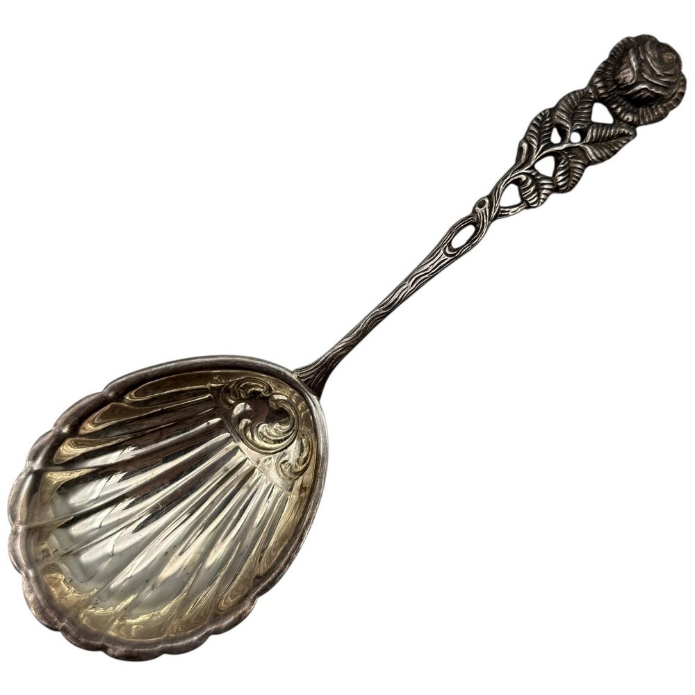 Ложка сервировочная "Хильдесхаймская роза", 17.5 см, посеребрение, 1980-1990 гг, Antiko, Германия