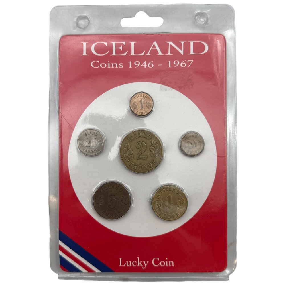 Исландия, набор монет 1, 5, 10, 25 эйре, 1, 2 кроны "Lucky coins" 1946-1967 гг.
