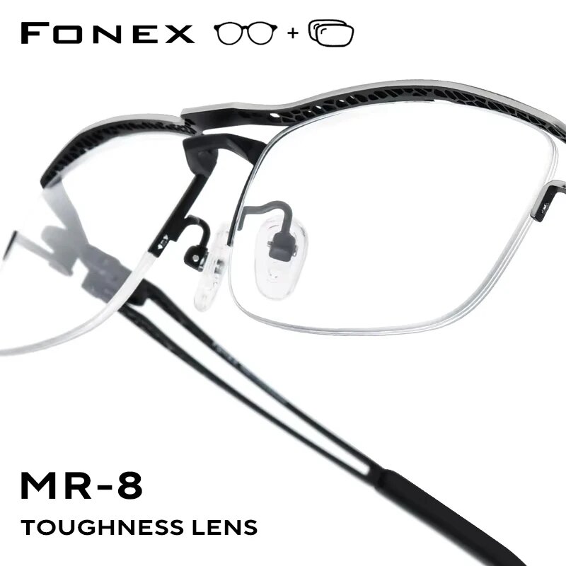 FONEX прогрессивные очки, фотохромные Silver Black, Прогрессивный, Анти-синий луч + фото-серый