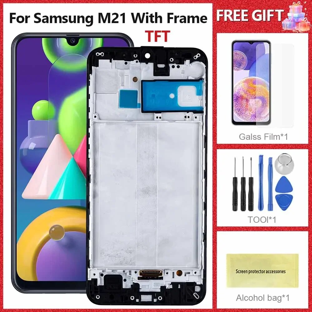 6,4-дюймовый OLED-дисплей для Samsung Galaxy M21 SM-M215F/DSN ЖК-дисплей с цифровым TFT Frame