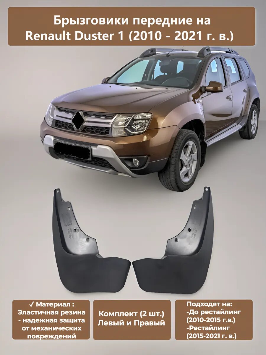 Брызговики передние комплект на Renault Duster 1 (2010-2021 г. в.)