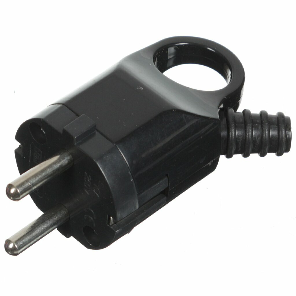 Вилка сетевая Tdm electric угловая, с заземлением, 16 А, 250 В, с ушком, черная