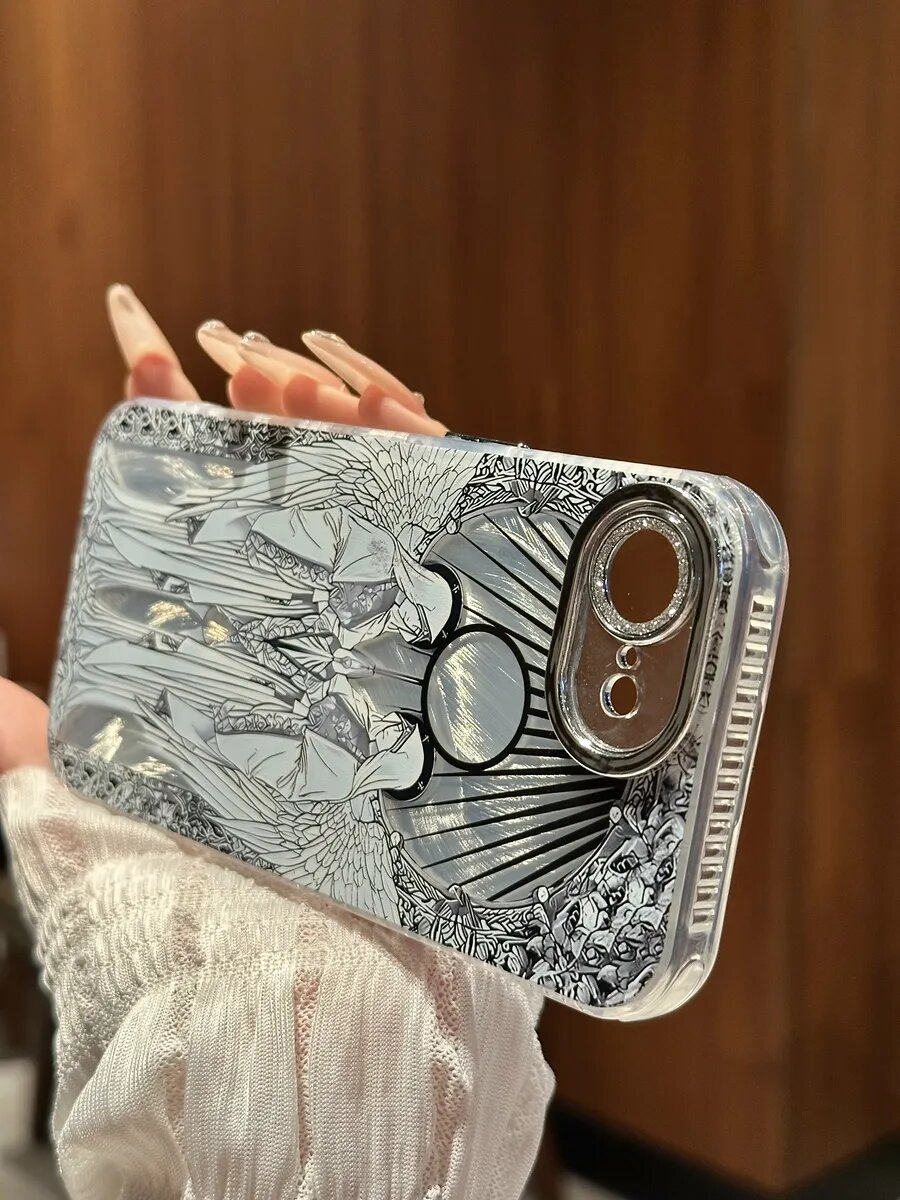 Чехол О'Кейси, накладка, с принтом, для iPhone 16 e, защита камеры, серый — фото 1