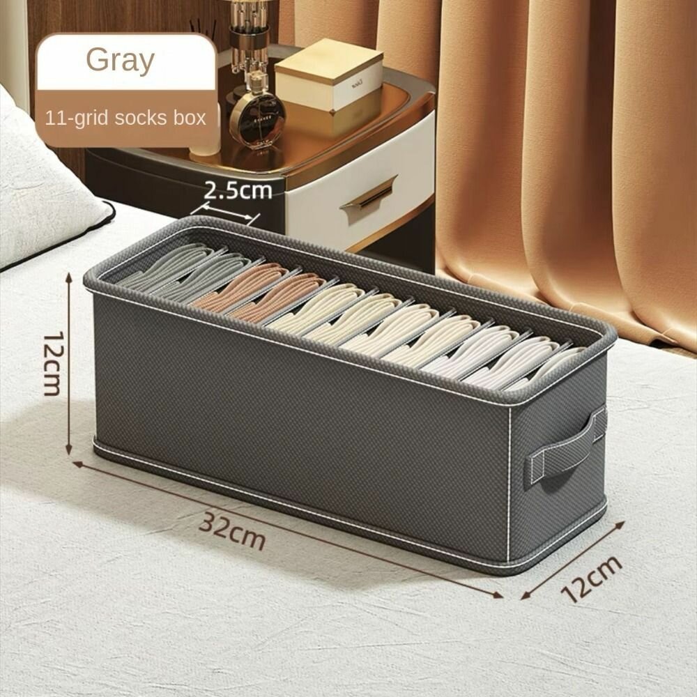 Кофр для хранения, для нижнего белья, полиэстер, серый, ручки для переноски