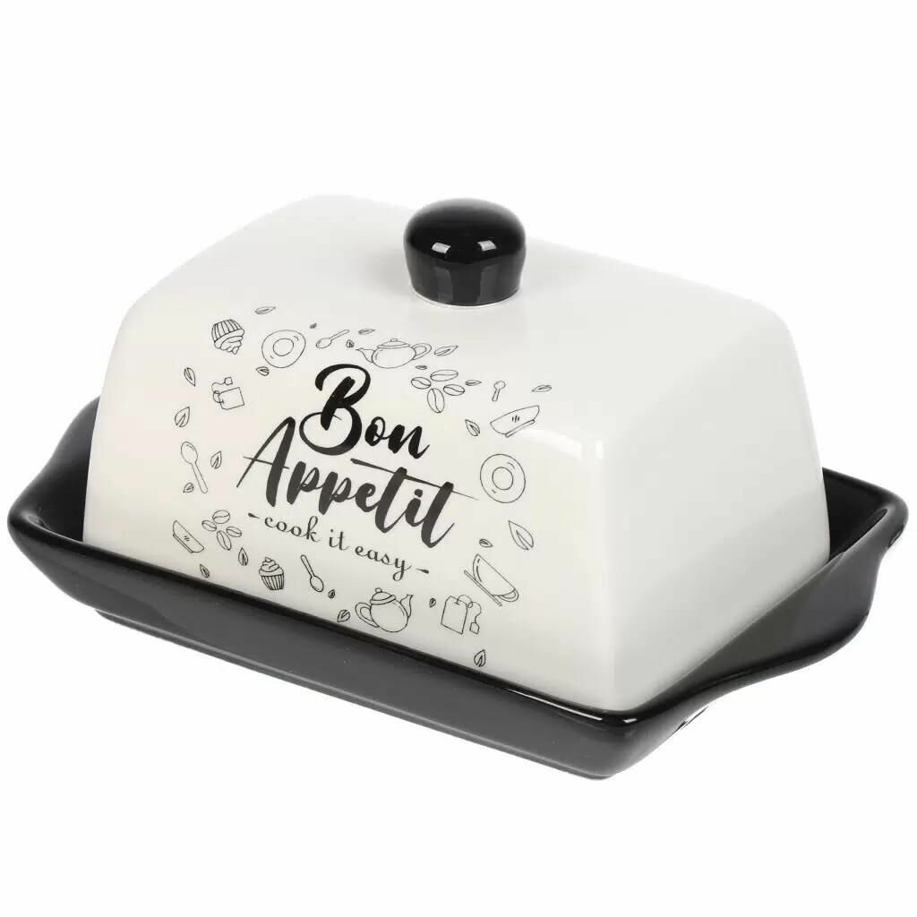 Масленка DANIKS "Бон Аппетит", доломит, 19,7х12,5 см, крышка