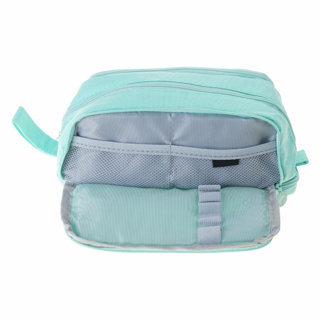 Портативный пенал с четырьмя окнами, простая многофункциональная сумка для хранения большой емкости, канцелярские принадлежности старшеклассников и мужчин-мятно-зеленый