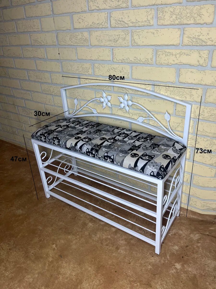 Кованая банкетка №04, Студия кованой мебели Нива, цвет серо-черный