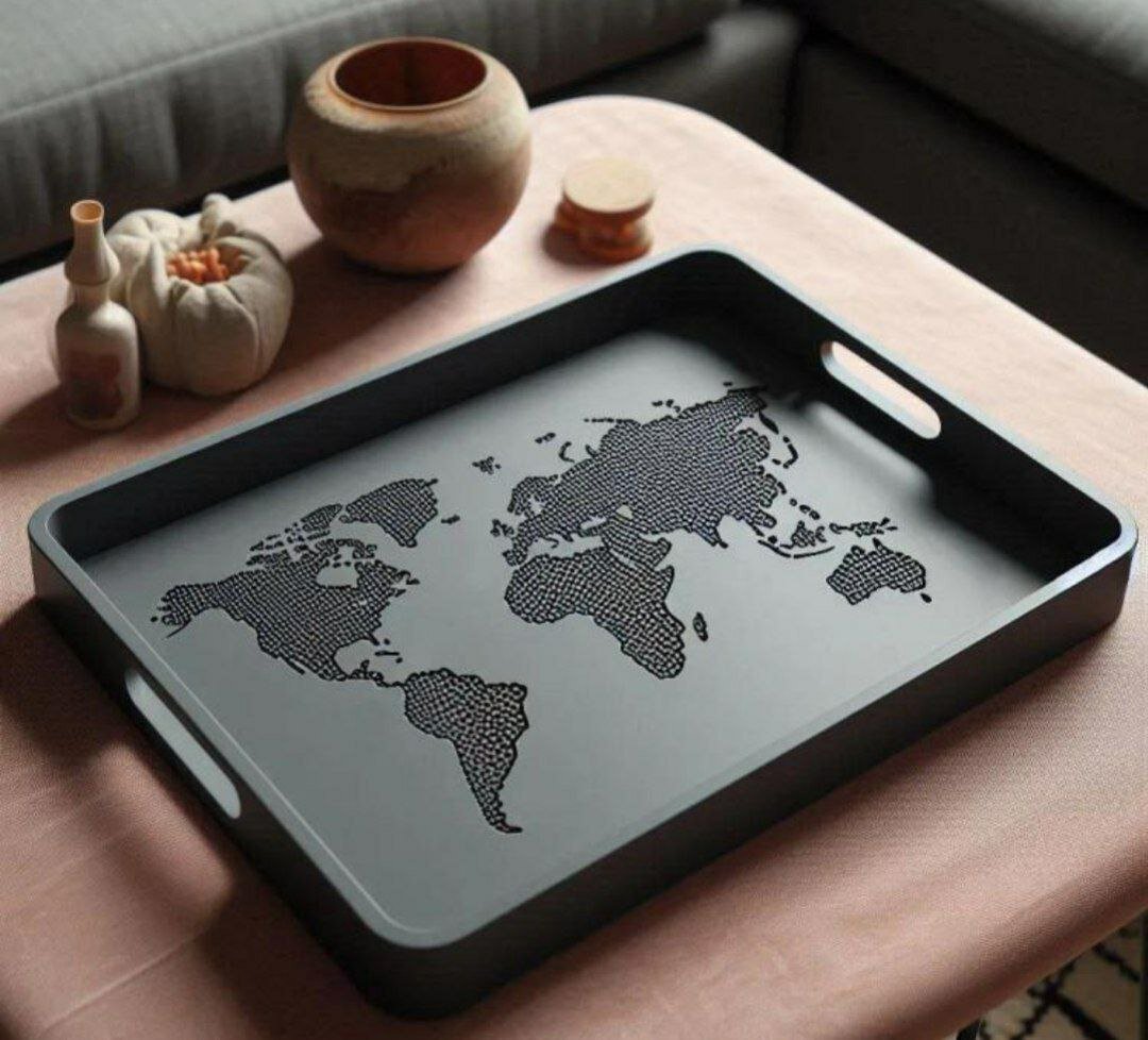 Поднос-столик 3D "OneWorld", чёрный, 3 см x 18 см x 13 см, PLA пластик