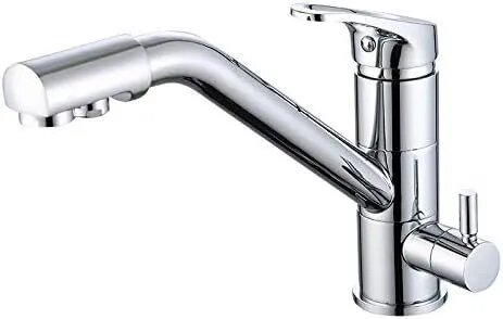 Трехходовой кухонный кран, латунный кран с возможностью поворота на 360 , для подачи горячей и холодной воды, с выпуском фильтрованной воды и керамическим клапаном