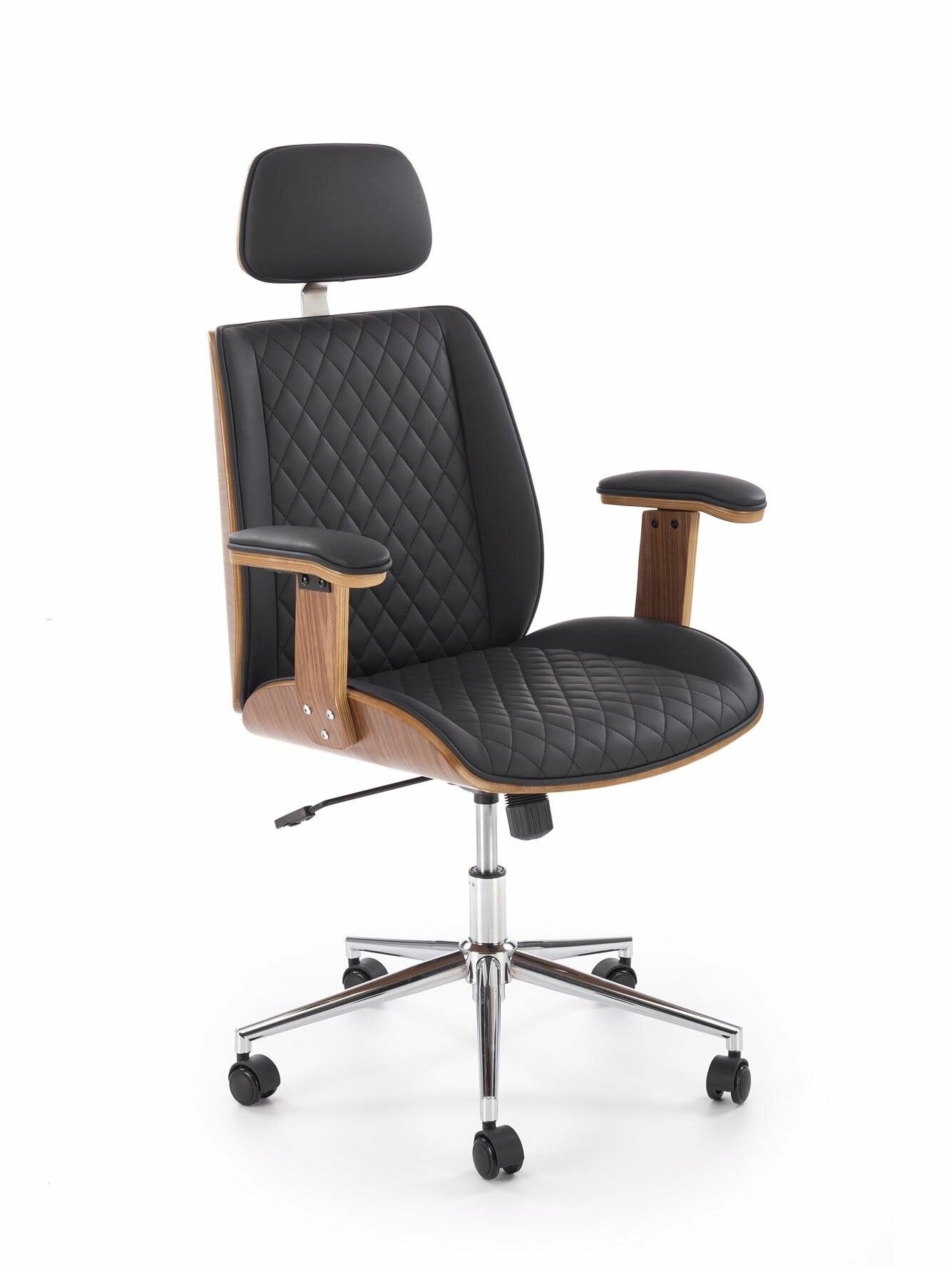 Кресло компьютерное HALMAR TIMBER черный/орех