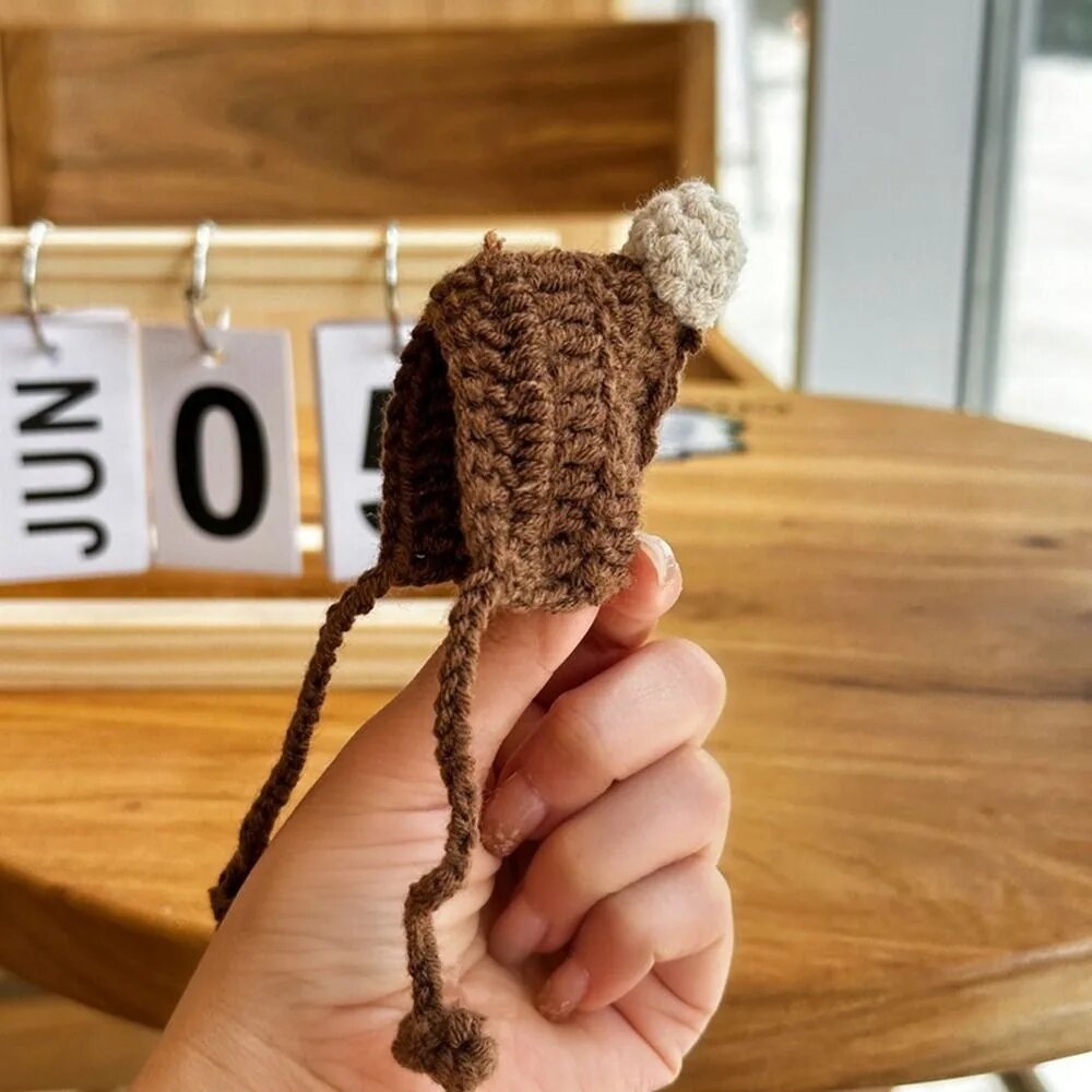 Вязаная шапка для кукол 10 см Коричневый, Coffee