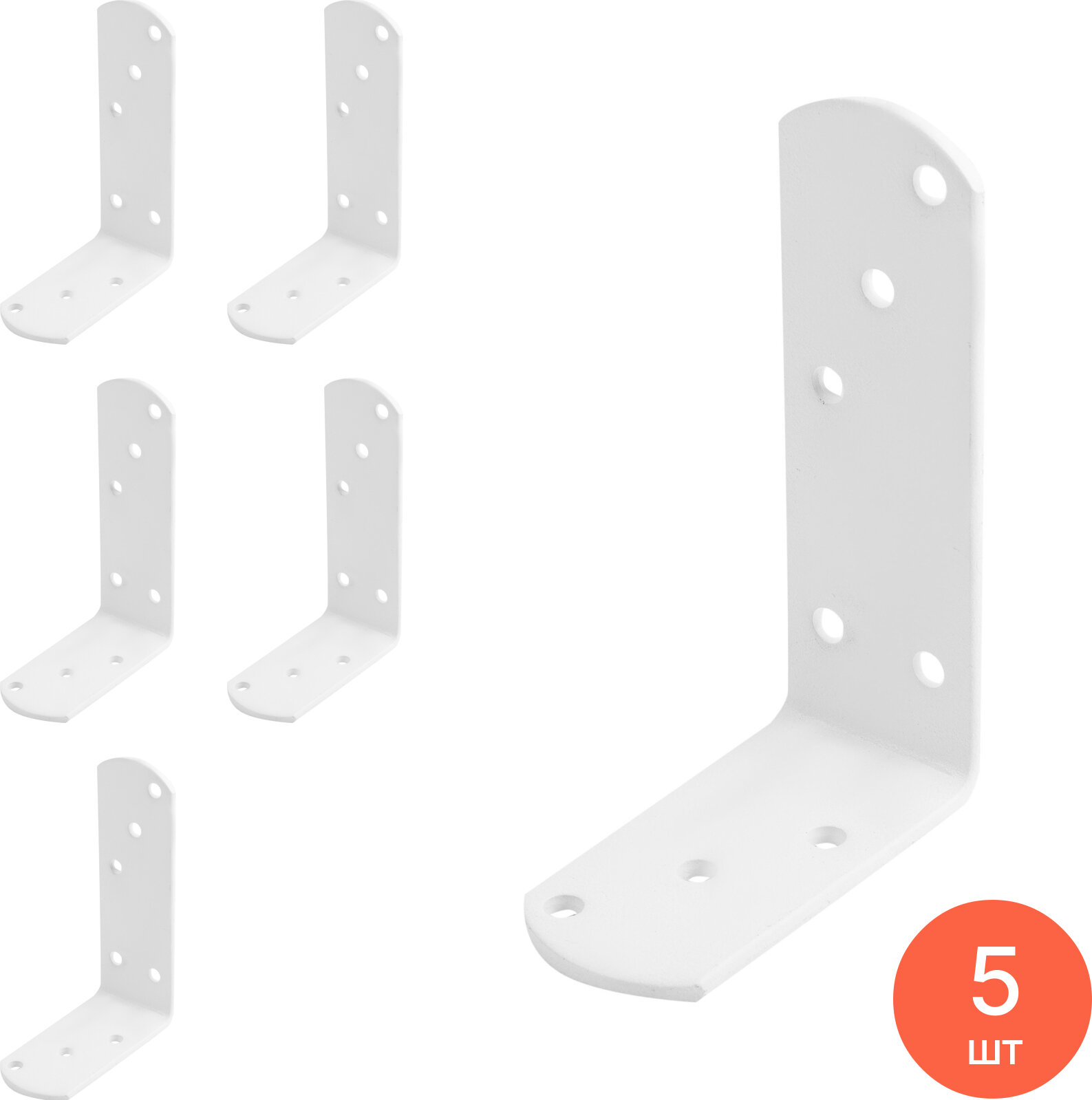 Уголок мебельный Петротех бытовой, из стали, цвет белый, 80х120х40х4мм, 1шт. / фурнитура для мебели (комплект из 5 шт)