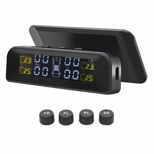 Система контроля давления в шинах автомобиля на солнечной энергии, 4 датчика, предупреждение о температуре, крепление на лобовое стекло, комплект безопасности для вождения автомобиля