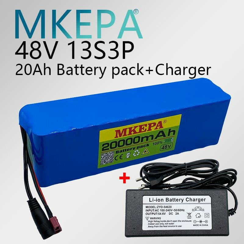 Большой аккумулятор 48V 48V 20000mAh 1000W 13s3p литий - ионный аккумулятор для электрических велосипедов 54.6V с зарядным устройством BMS +XNM