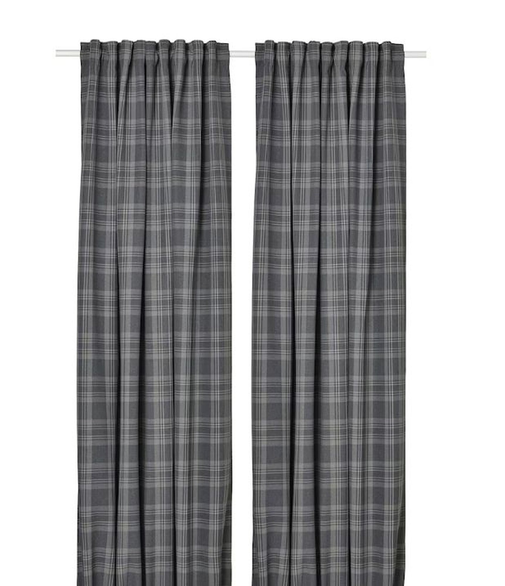 Шторы IKEA "HAGGVECKMAL", полиэстер, 145х300 см, затемняющие, с рисунком в клетку