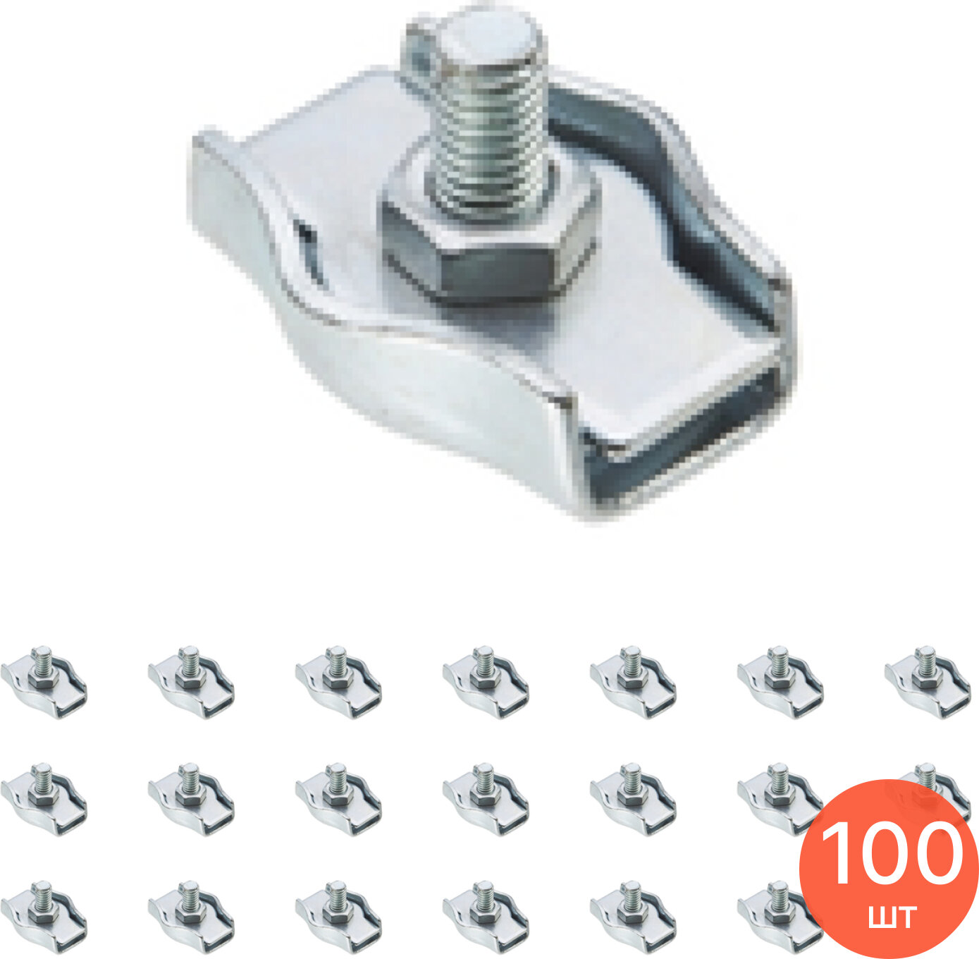 Зажим для троса DKC / ДКС Simplex одинарный, оцинкованный, из стали, диаметр 3мм / оснастка (комплект из 100 шт)