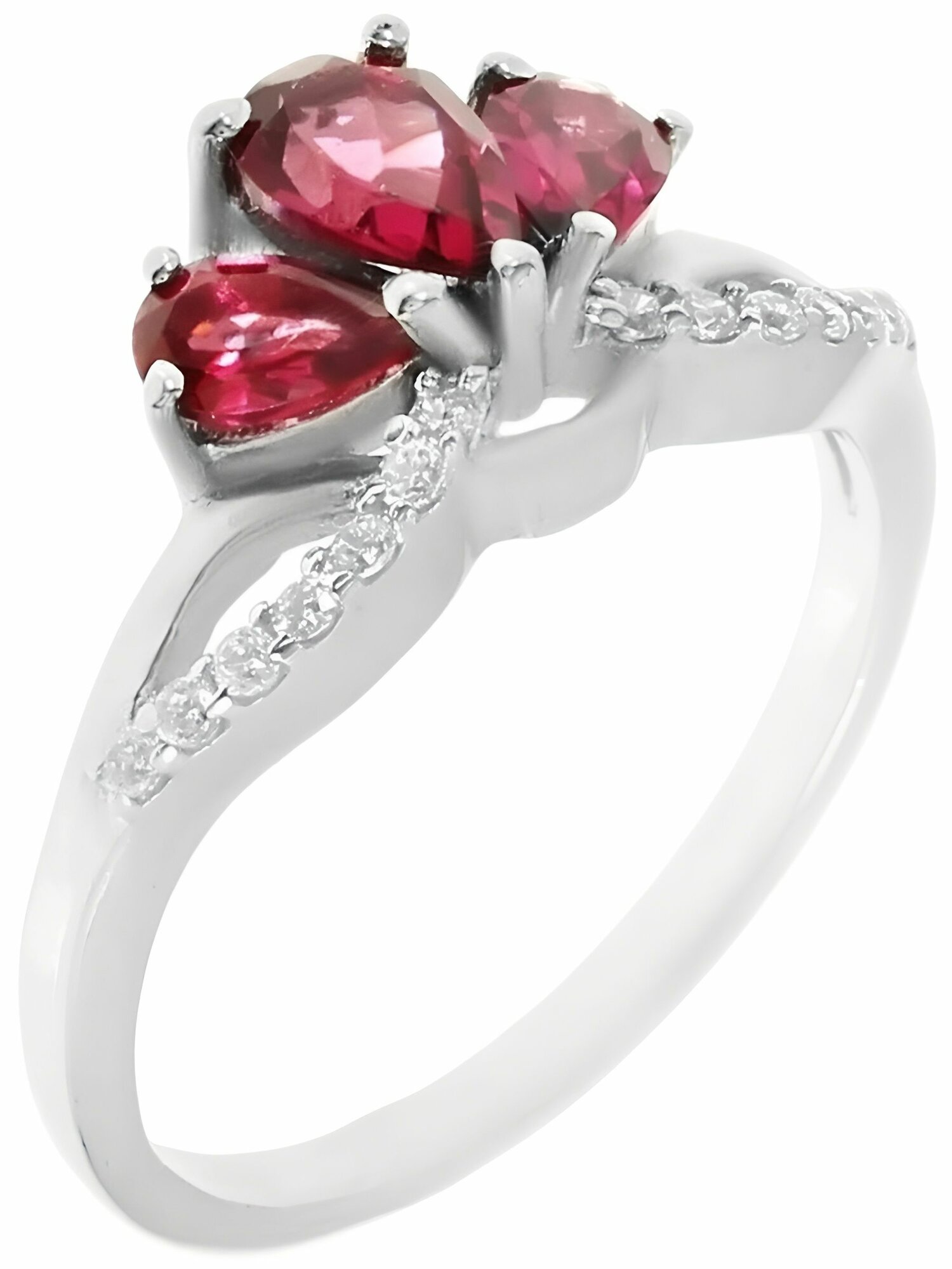 Кольцо тонкое, серебро, 925 проба, родирование, фианит