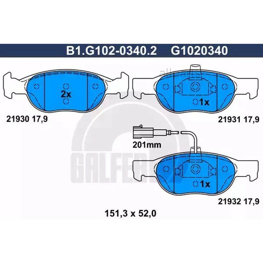 GALFER B1-G102-0340-2 Колодки торм. пер.