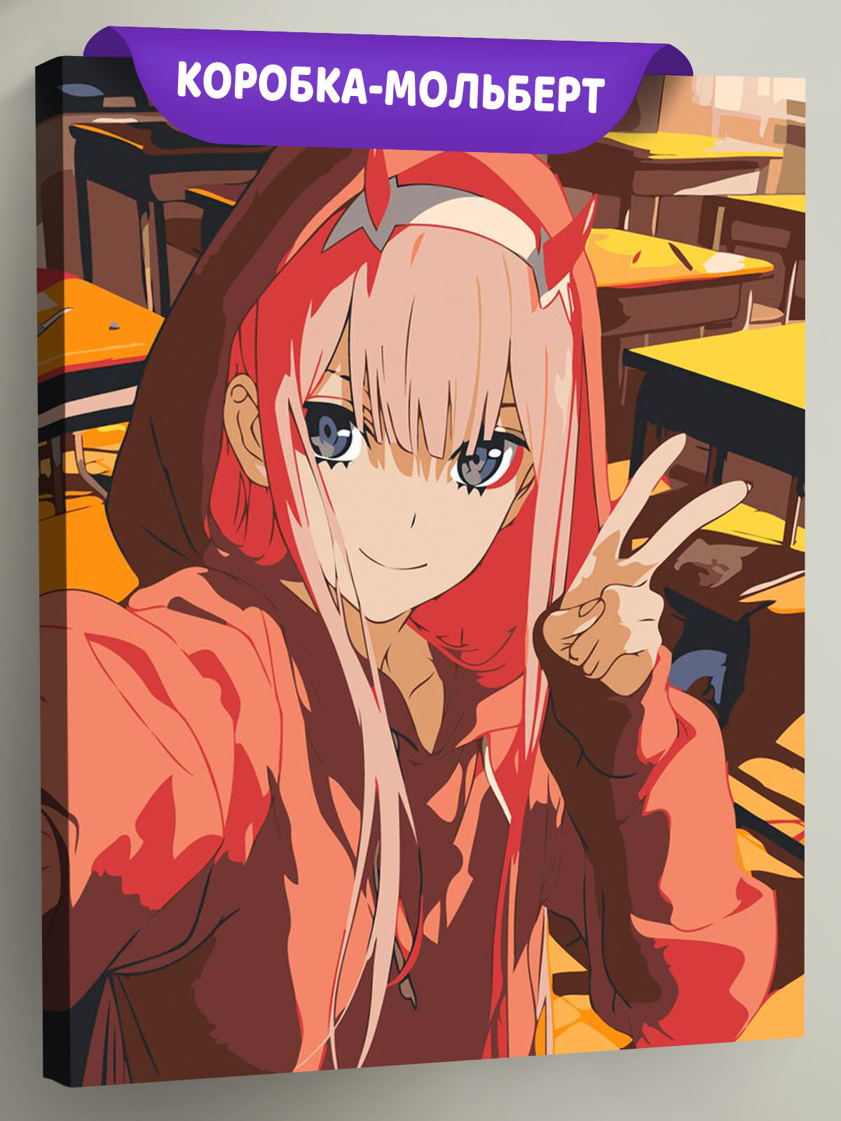 Картина по номерам на холсте с подрамником "Аниме Милый во Франксе: Ноль Два в школе" Раскраска 40x50 см, Девушки