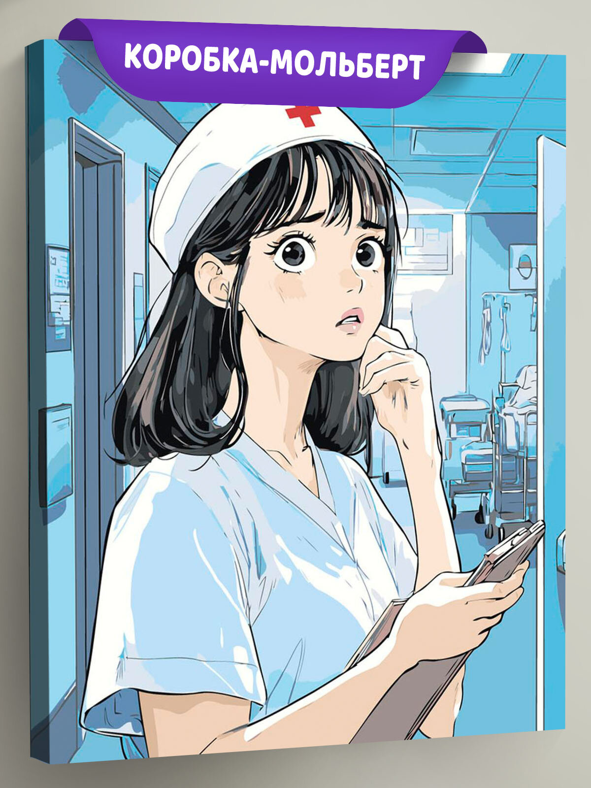 Картина по номерам на холсте с подрамником "Медицина: девушка медсестра в стиле аниме" Раскраска 40x50 см, Люди