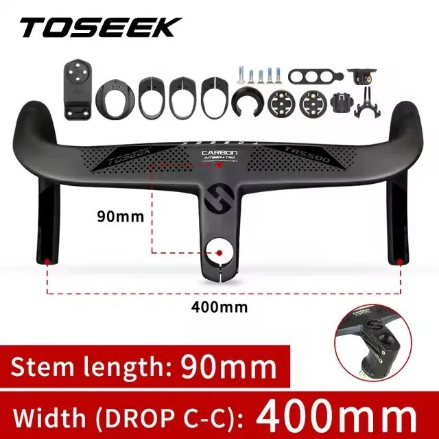 TOSEEK TR5500 Дорожный руль из углеродного волокна матовый черный 400X90MM