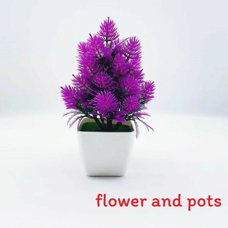 Искусственное растение с большими сосновыми иглами для декора дома и офиса фиолетовое