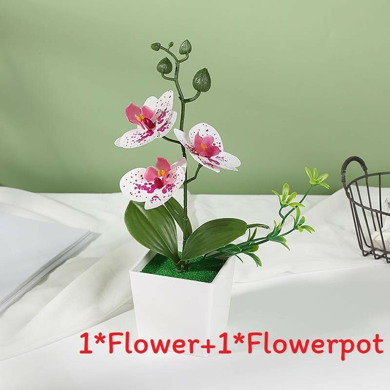 Silk orchid potted plant with molding for bedroom and reception area, purple dot
