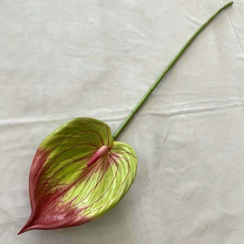 Искусственный антуриум декоративное оформление мягкий на ощупь для дома и офиса красный