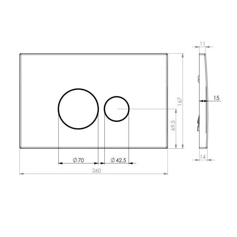 Клавиша смыва "Toni Arti Baglio", с двумя режимами для инсталляций механическая серая TA-0087