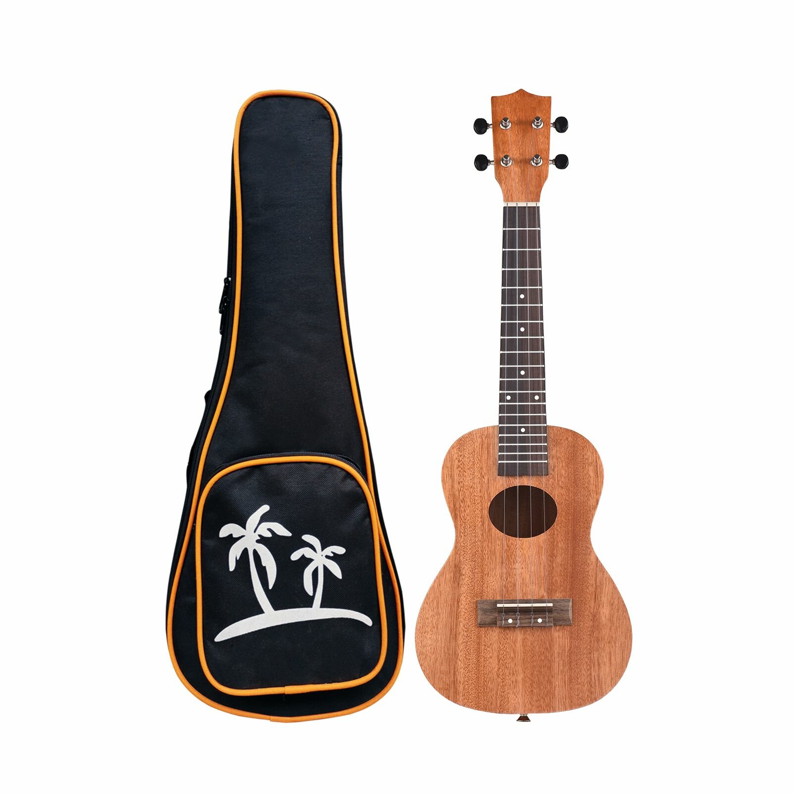 21-дюймовый шпон Укулеле Сопрано Уке 4-струнная гавайская гитара Красное дерево