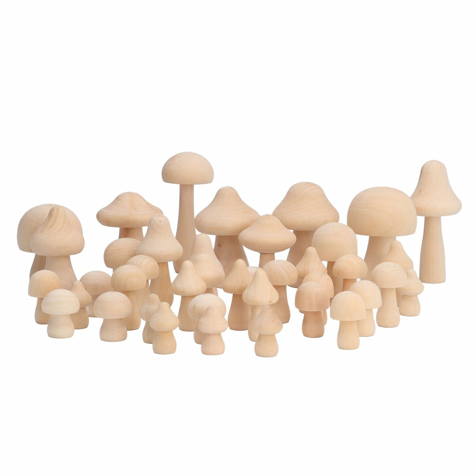 Набор деревянных грибов для декора (40 шт.), заготовки для росписи своими руками