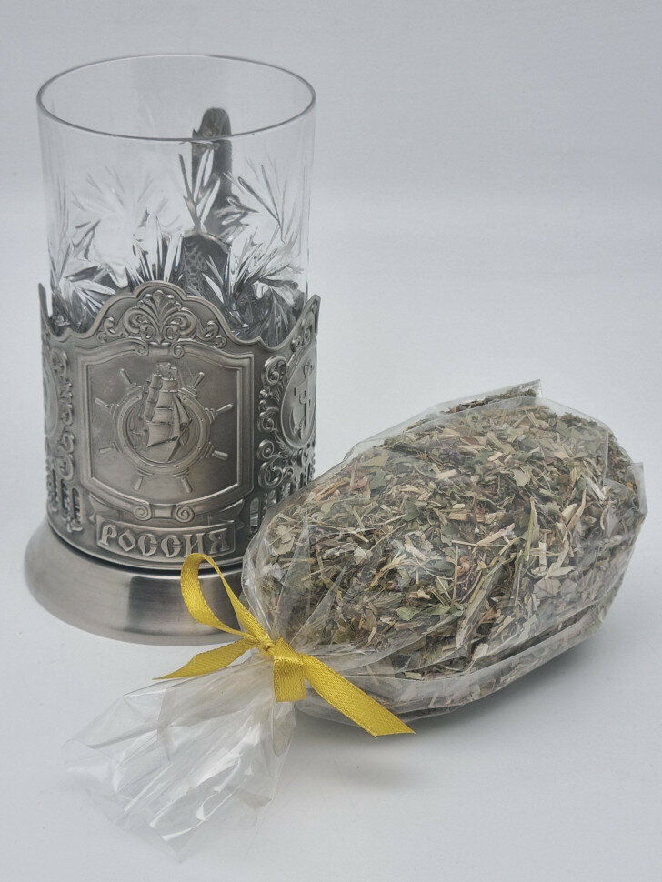 Подстаканник "Штурвал" стакан хрусталь с краснополянским чаем