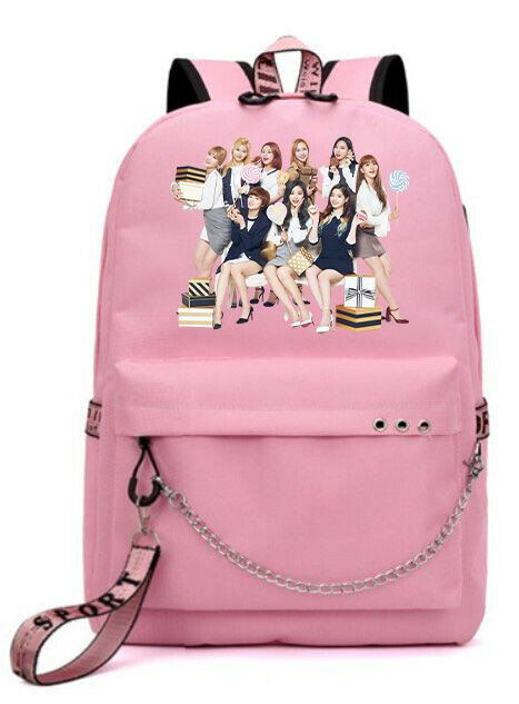 Рюкзак TWICE розовый с цепью №3