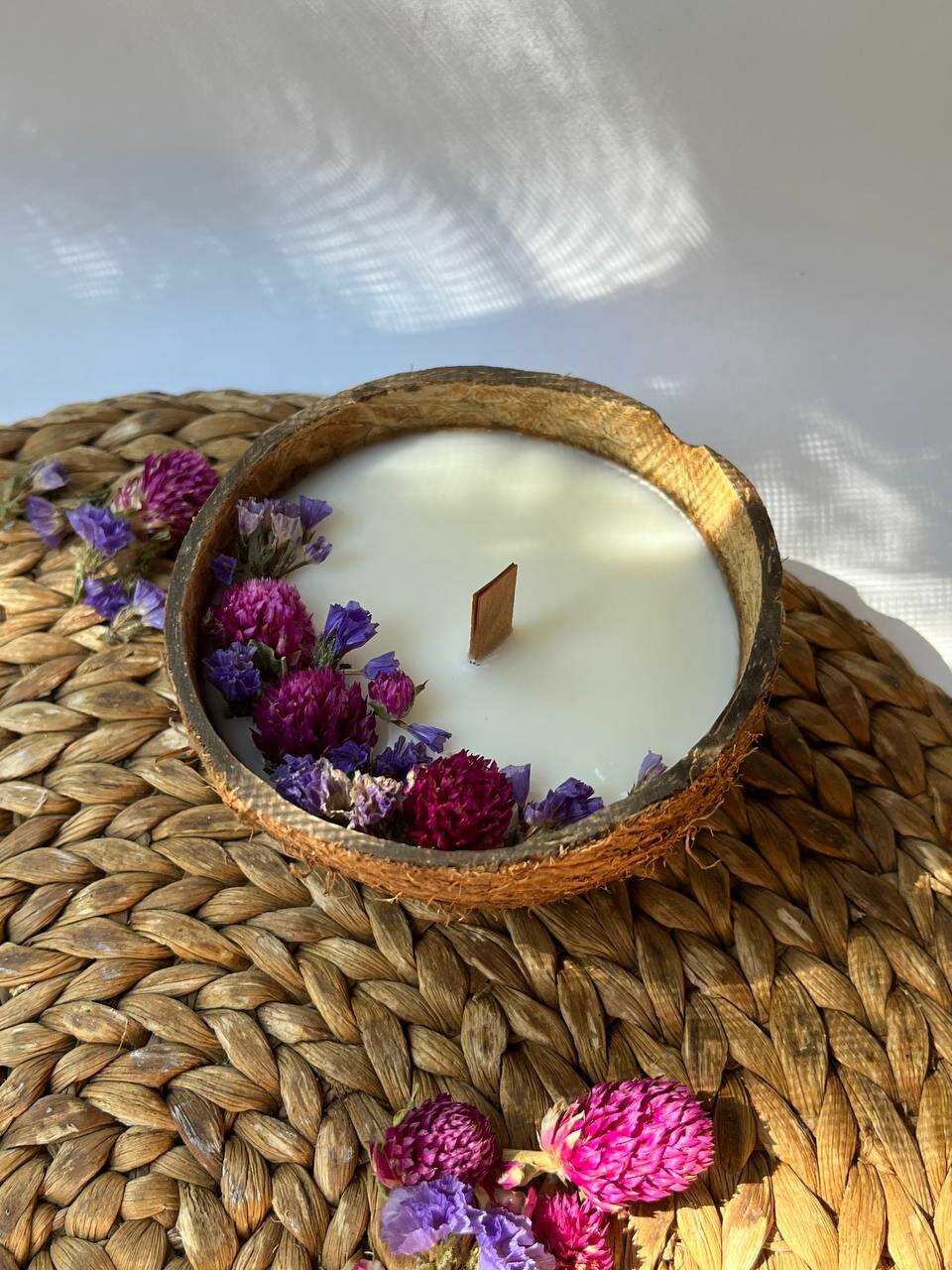 Свеча ароматическая, кокосовая скорлупа, ручная работа, 5 см