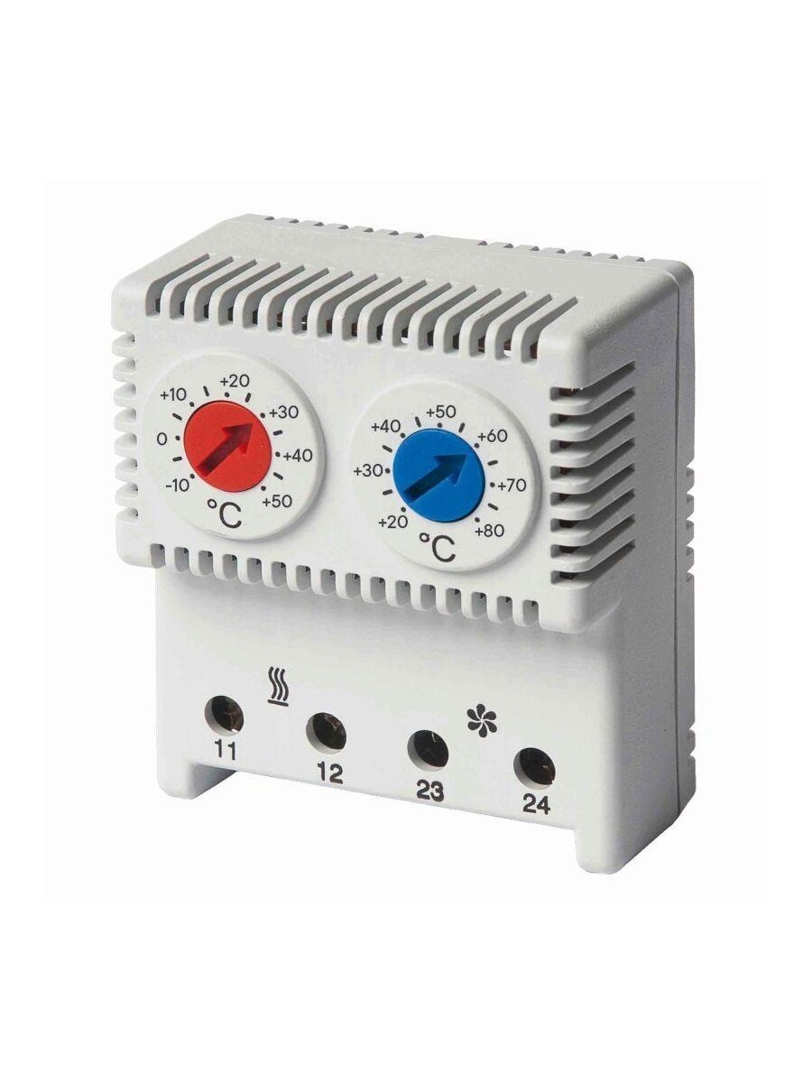 Термостат сдвоенный диапазон темп. для NC контакта: 10-50градС; для NO: 20-80град. C DKC R5THRV13